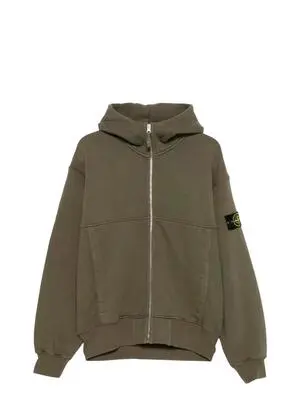 Stone Island Zip Hooded Sweatshirt - Green