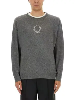 Moschino Embroidered Crew-neck Sweater - Grey