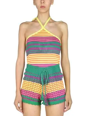 GALLO Striped Halter-neck Top - Yellow
