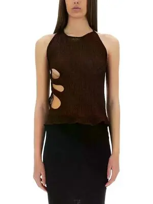 SELIA RICHWOOD Lily Cut-out Halter Top - Brown