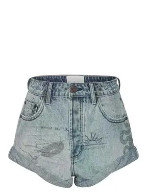 ONETEASPOON Bandits Tattoo Denim Shorts - Blue