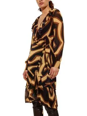 EMILIO PUCCI Labirinto-Print Ruffled Dress