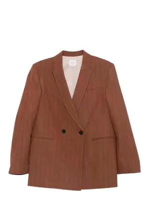 ALYSI Paneled Pinstripe Blazer - Brown