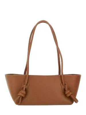 Hereu Knotted Leather Shoulder Bag - Brown