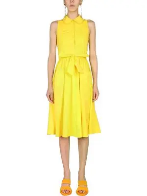 Moschino Tie-fastening Polo-collar Midi Dress - Yellow