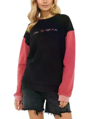 ONETEASPOON Printed Sweatshirt With Contrast Sleeves - Black