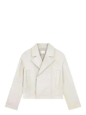 Loulou De Saison Wide-lapel Leather Jacket - Neutrals