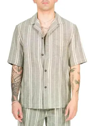 PAOLO PECORA Striped-pattern Short-sleeve Shirt - Green