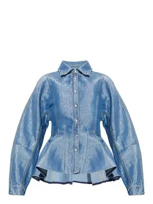 GANNI Denim Peplum Shirt - Blue