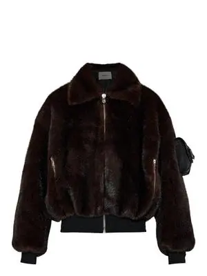 Coperni Faux Fur Bomber Jacket - Brown