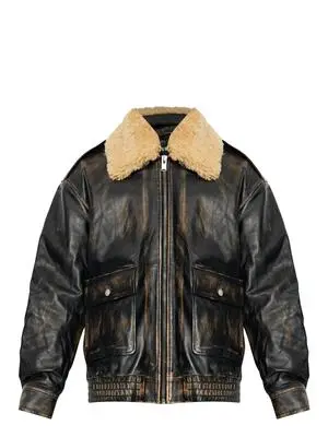 MISBHV Leather Aviator Jacket - Black