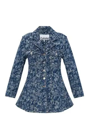 GANNI Jacquard Denim Blazer