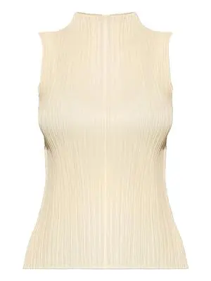 Issey Miyake Pleated Sleeveless Top - Cream