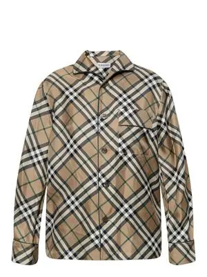 Burberry Check Silk Shirt - Beige