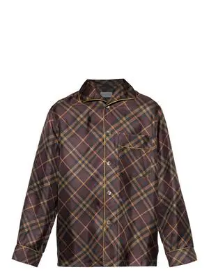 Burberry Silk Shirt With A Check Pattern - Brown