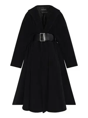 Balenciaga Wool Coat With Belt - Black