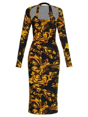 Versace Barocco Print Dress - Yellow