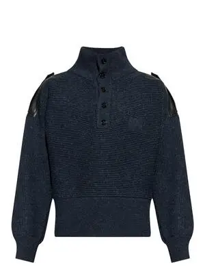 BURBERRY Sweater With Leather Epaulettes