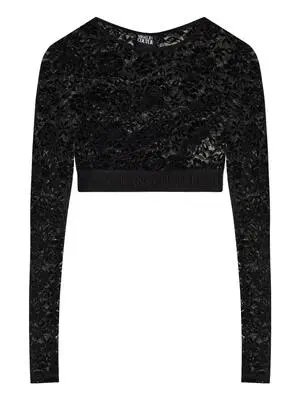 Versace Lace Long Sleeve Top - Black