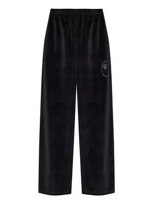 A BATHING APE Velour Wide Leg Sweatpants - Black