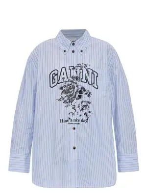 GANNI Logo Shirt - Light Blue
