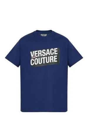 Versace T-shirt With Print - Navy Blue