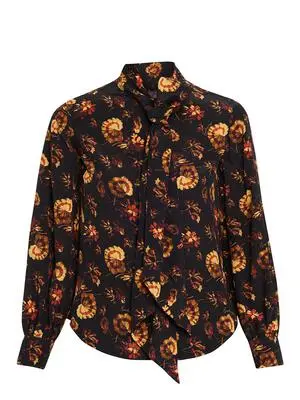 Burberry Lina Floral Silk Button-down Shirt - Crimson Re