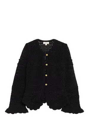 L'Agence Kiva Ruffled Knit Cardigan - Blackgold