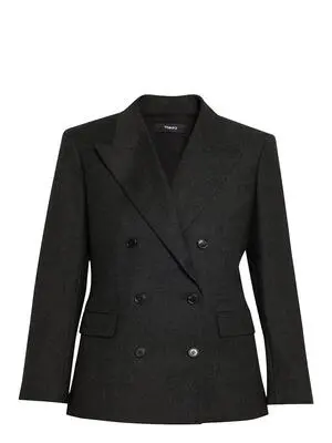 Theory Double-breasted Wool Tuxedo Jacket - Nw Chc Mln