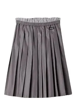 Miu Miu Gonne Seta Tec Skirt - Alluminio