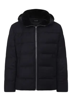 YVES SALOMON Down Jacket With Mink Fur Trim - Blue