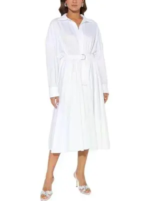 Norma Kamali Belted-detail Midi Shirt Dress - White