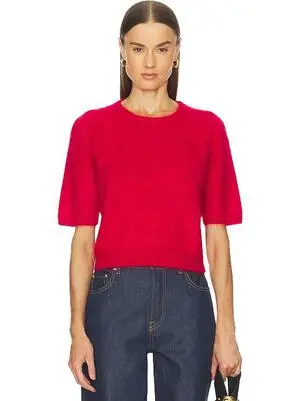 Rag & Bone Jada Brushed Cashmere Short Sleeve Crew - Red