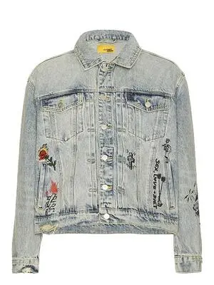 DIET STARTS MONDAY Doodle Trucker Jacket - Indigo