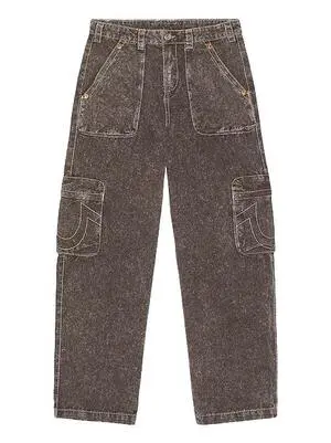 True Religion Big T Fashion Cargo Pant - Brown Acid Wash