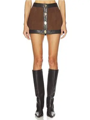 Retrofete Lisbeth Leather Mini Skirt - Chocolate & Tobacco