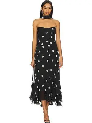 Amanda Uprichard Monterey Dress With Scarf - Black & Ivory