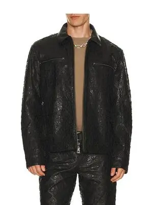 AFFLICTION Quilted Cross Leather Jacket - Black
