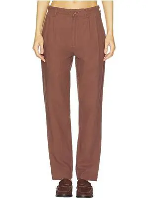 QUIET GOLF Heritage Pleated Linen Pants - Brown