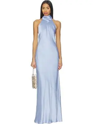 Show Me Your Mumu Lisa Maxi Dress - Blue Luxe Satin