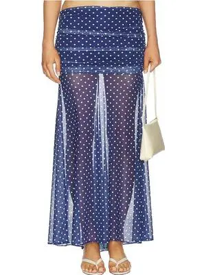 Amanda Uprichard Leo Skirt - Navy Polka Dot