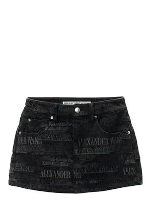 Alexander Wang Logo-embroidered Denim Shorts - Black