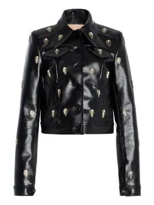 CUCCULELLI SHAHEEN Embroidered Leather Jacket - Black