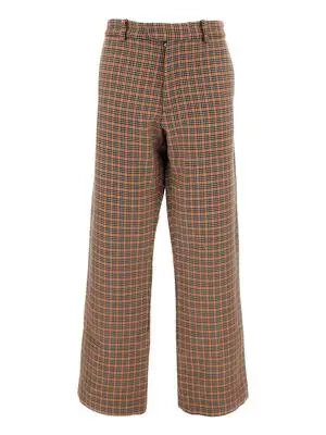 META CAMPANIA COLLECTIVE Houndstooth Wool Trousers - Brown