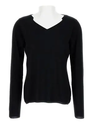 HIRA X BIFFI V-neck Long-sleeve Sweater - Black