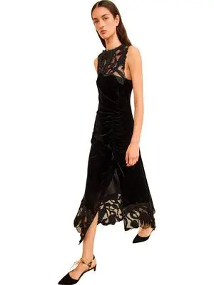 Ulla Johnson Rosaria Embroidered Velvet Dress - Noir