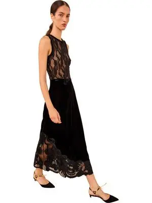 Ulla Johnson Alita Embroidered Midi Skirt - Noir