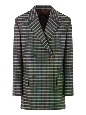 Etro Checked Double-breasted Jacket - Grey