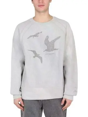Engineered Garments Bird-print Crew-neck Sweatshirt - Grey