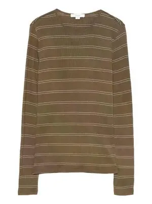 Vince Striped Long Sleeve Top - Brown